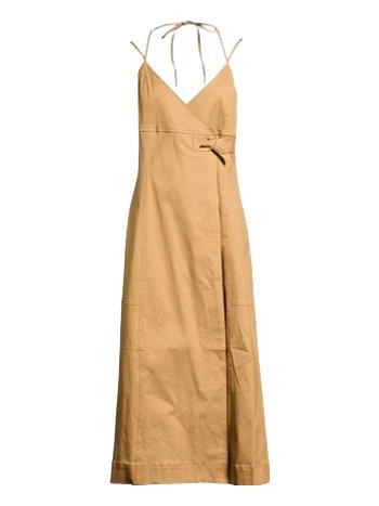GANNI Strapless Wrap Dress - Nude