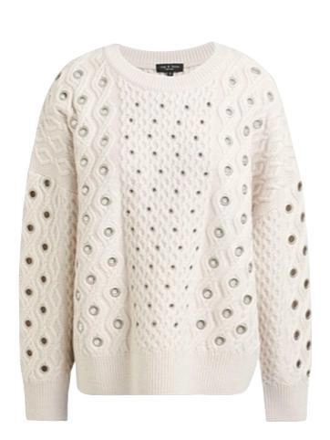 Rag & Bone Embellished Wool Crewneck Sweater - White