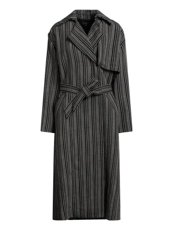 Rag & Bone Striped Wool Trench Coat - Black