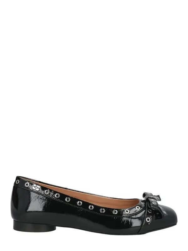 GANNI Square-toe Ballet Flats With Bow Detailing - Black