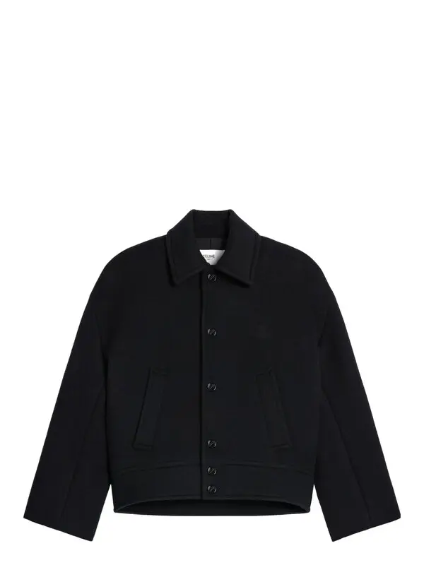 Celine Double-face Wool Cashmere Jacket With Triumphal Embroidery - Black