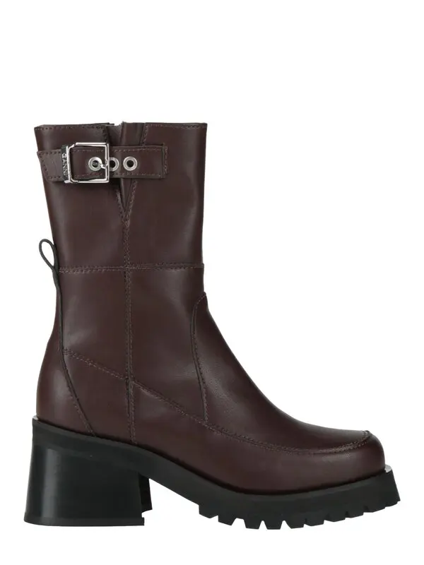 GANNI Square Toe Block Heel Ankle Boots - Black