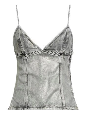 DIESEL® Tie-dye Denim Sleeveless V-neck Top - Gray