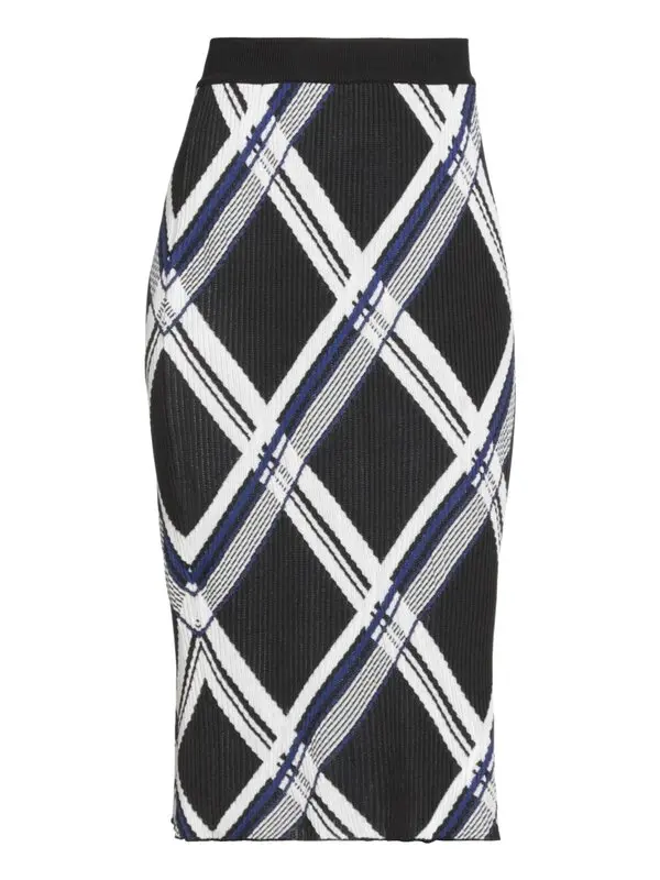 Burberry Plaid Midi Skirt - Black
