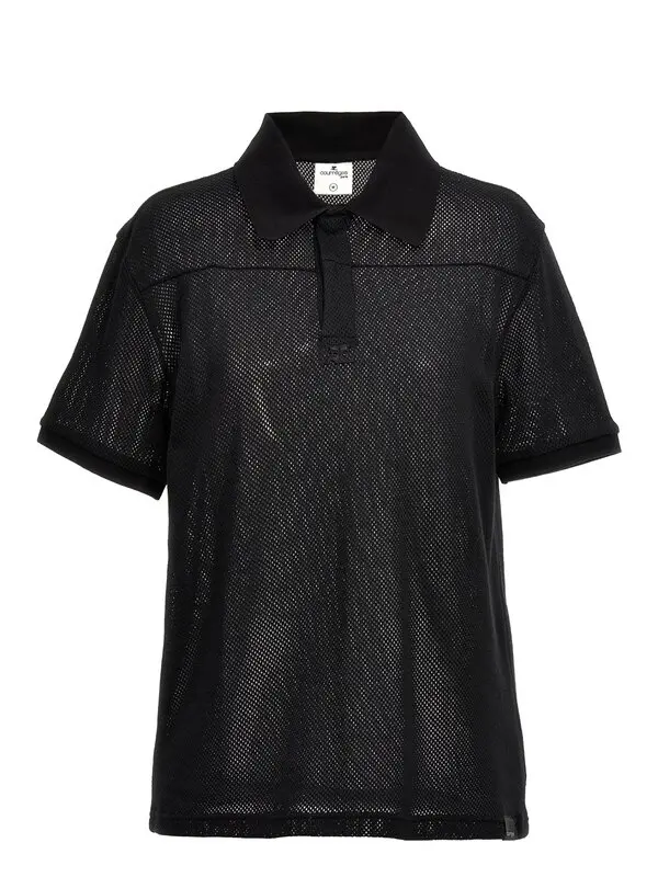 COURREGES Courrèges Ac Mesh Short-sleeved Polo Shirt - Black