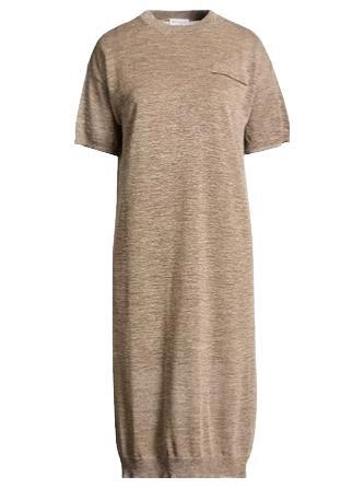 Brunello Cucinelli Short-sleeved Midi Dress - Nude