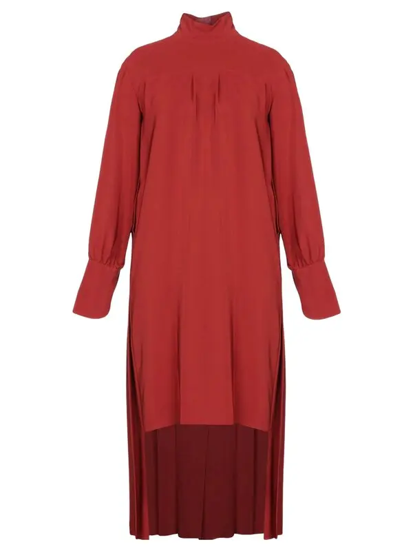 Chloé High-necked Button-up Dress With Irregular Hem - Red