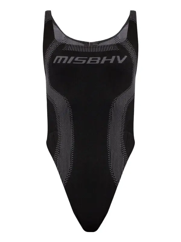 MISBHV Logo-embroidered U-neck Bodysuit - Black