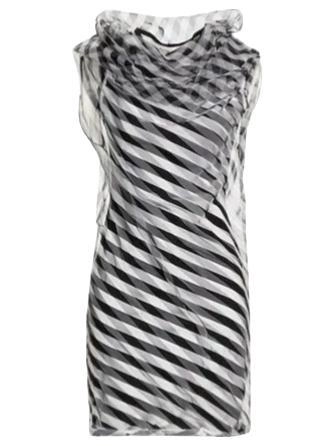Sportmax Sleeveless Striped Draped Neckline Dress - Gray
