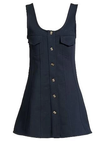GANNI Sleeveless Plain Scoop Neck Dress - Black