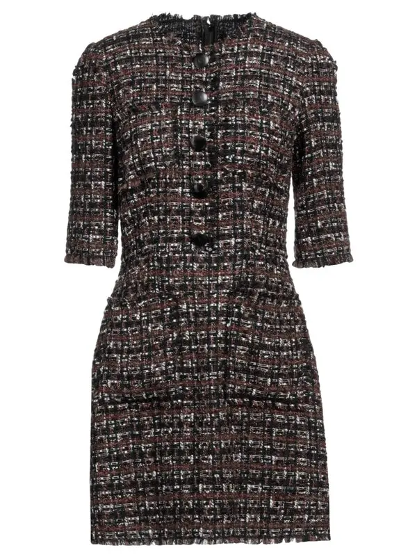 Dolce & Gabbana Multicolor Tweed Dress - Black