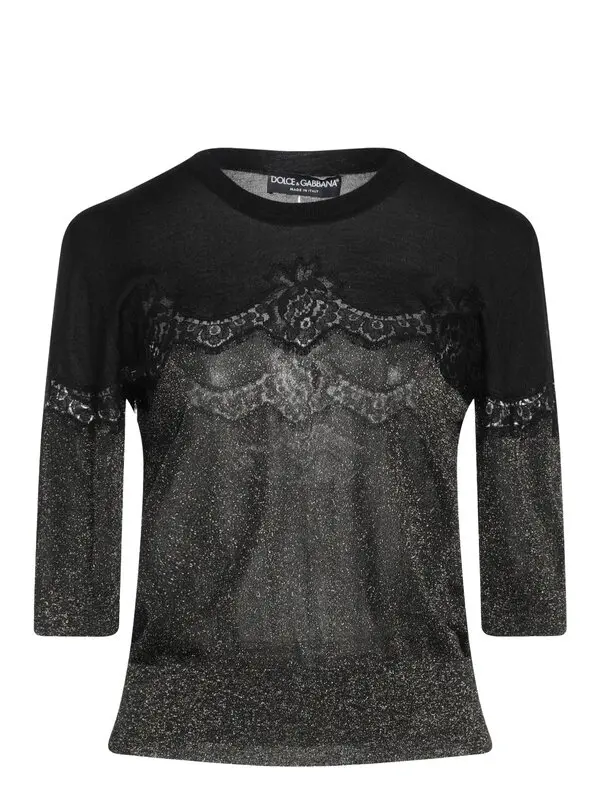 Dolce & Gabbana Two-tone Lace Knit Jumper - Black