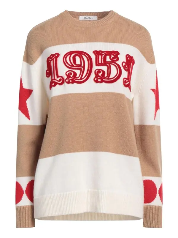 Max Mara Striped Crew Neck Long Sleeve Sweater - Nude