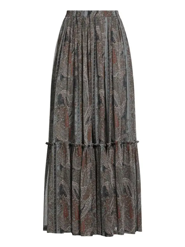 Saint Laurent Bohemian Paisley Print Georgette Maxi Dress - Black