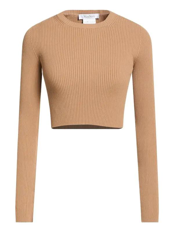 Max Mara Ribbed Long Sleeve Crewneck Pullover - Nude