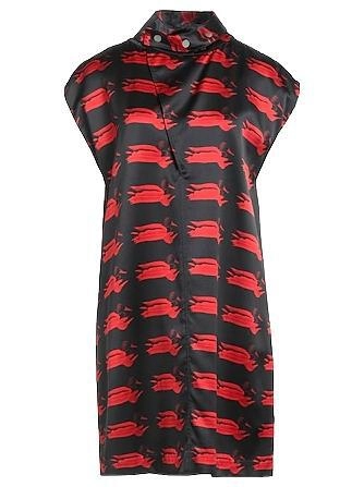 Burberry Short Sleeve Printed Dress - Black