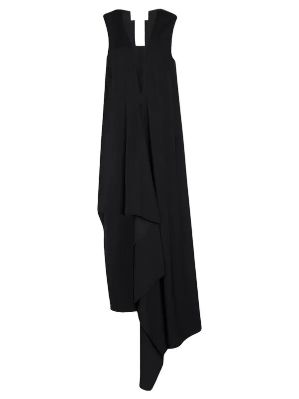 Sportmax Sleeveless Deep V-neck Asymmetrical Dress - Black