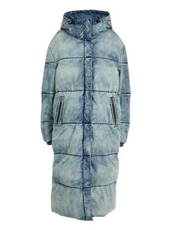DIESEL® Denim Padded Hooded Cotton Jacket - Blue