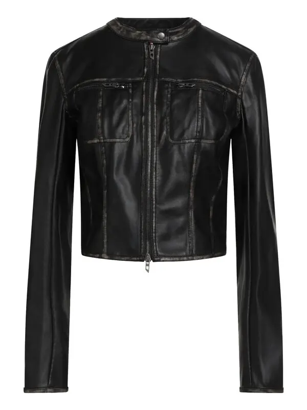 DIESEL® Biker Jacket With Mandarin Collar And Zip Fastening - Black