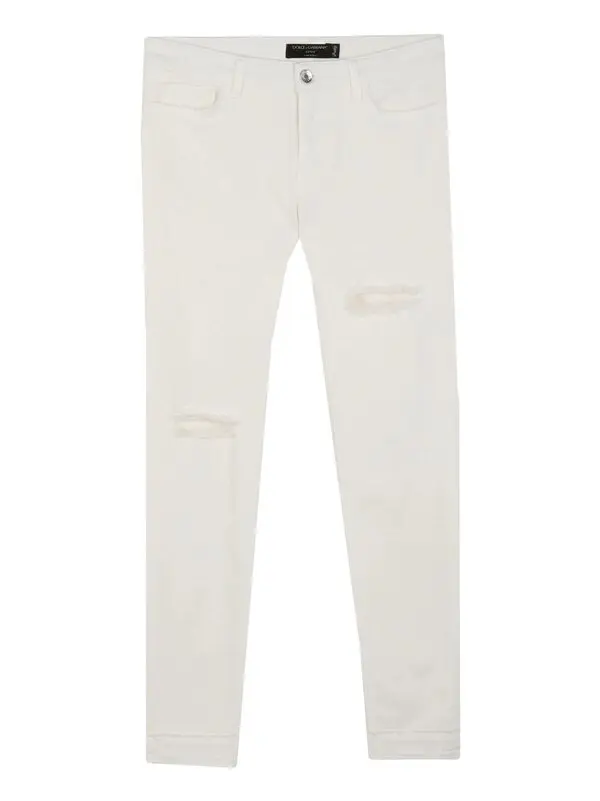Dolce & Gabbana Distressed Denim Trousers - White