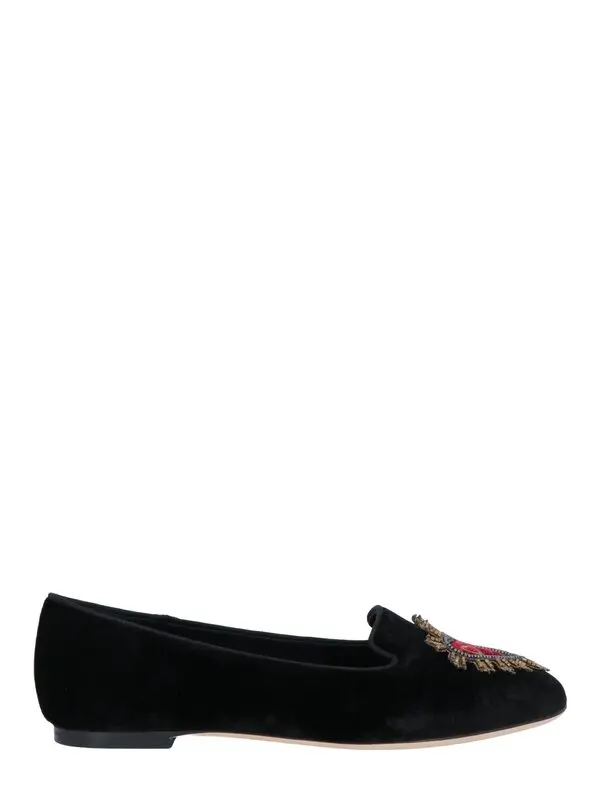 Dolce & Gabbana Velvet Embellished Loafers - Black