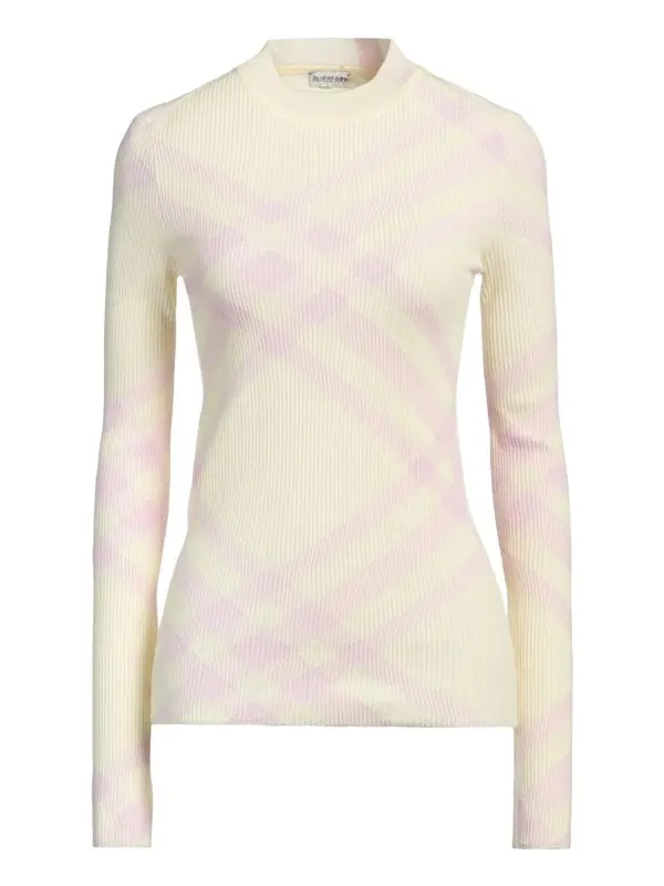 Burberry Striped Long Sleeve Sweater - White