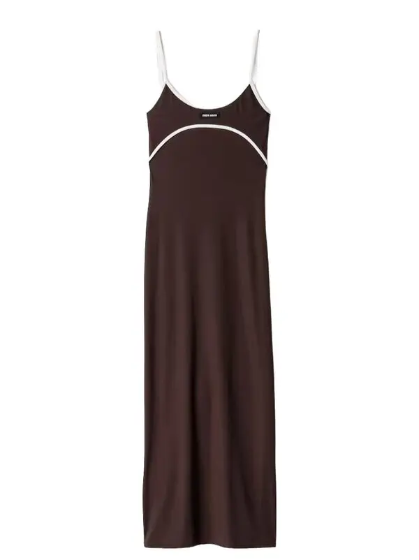 Miu Miu Stretch Jersey Midi Dress - Ebony/white