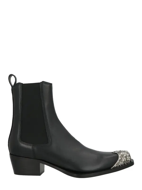 DIESEL® Rhinestone Decor Denim Ankle Boots - Black