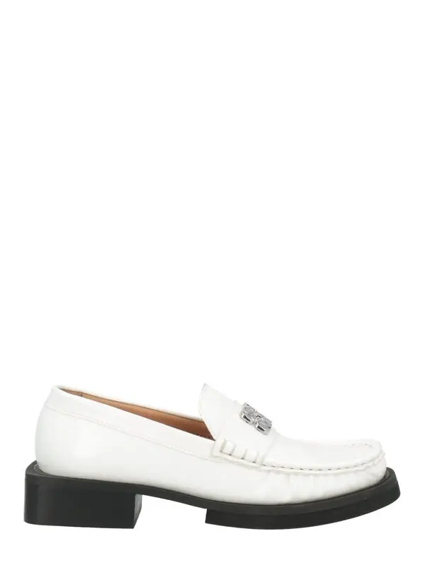 GANNI Patent Leather Loafers With Embellishment - White