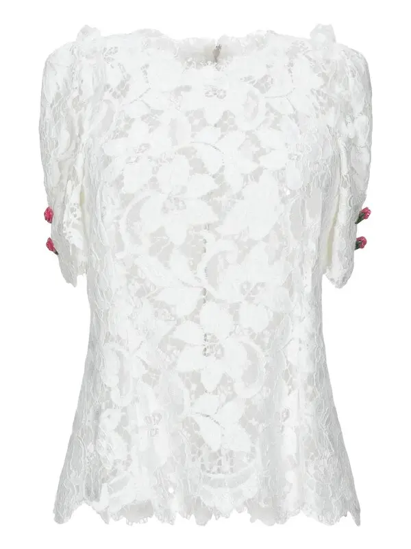 Dolce & Gabbana Lace Short Sleeve Top - White