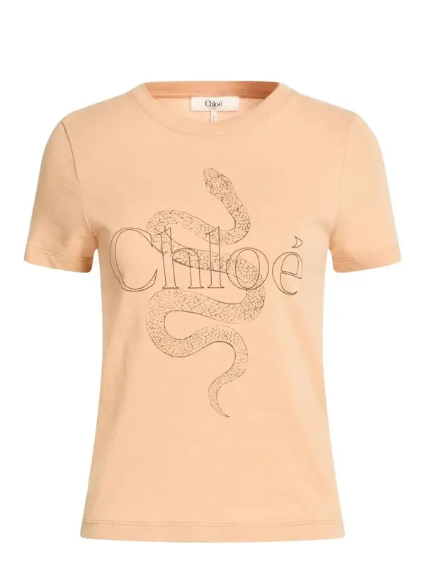 Chloé Logo Crew Neck T-shirt - Nude