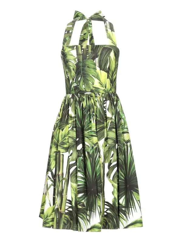 Dolce & Gabbana Sleeveless Tropical Print Dress - Green