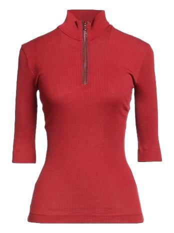 Brunello Cucinelli Three-quarter Sleeve Knitwear With Quarter Zip Neckline - Red