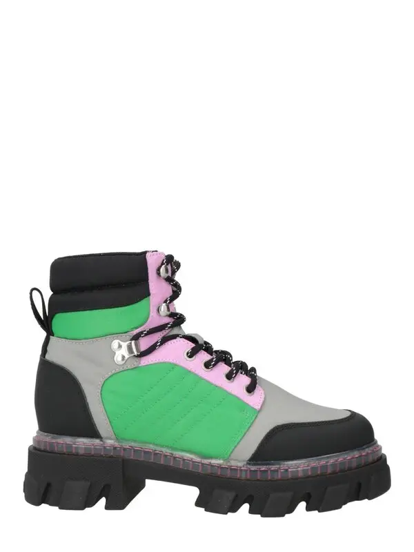 GANNI Color Block Lace-up Hiking Boots - Black