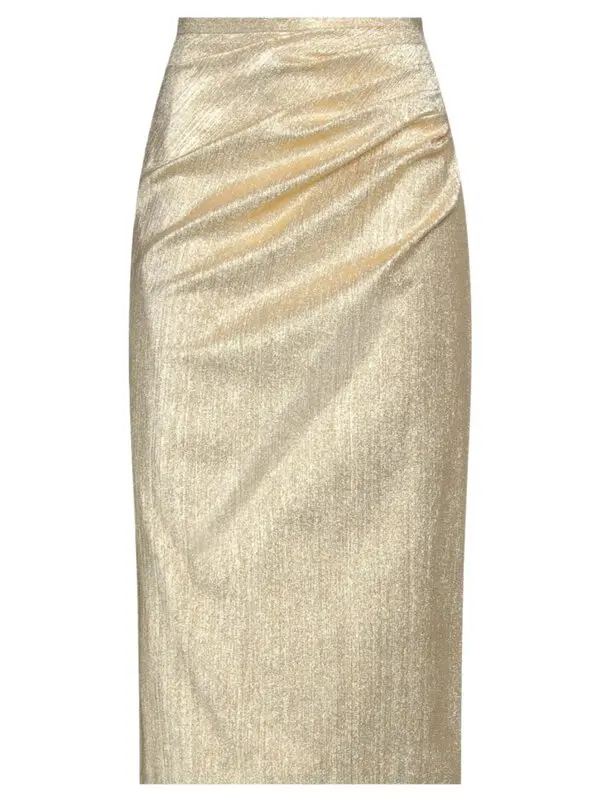 Dolce & Gabbana Metallic Ruched Midi Skirt - Nude