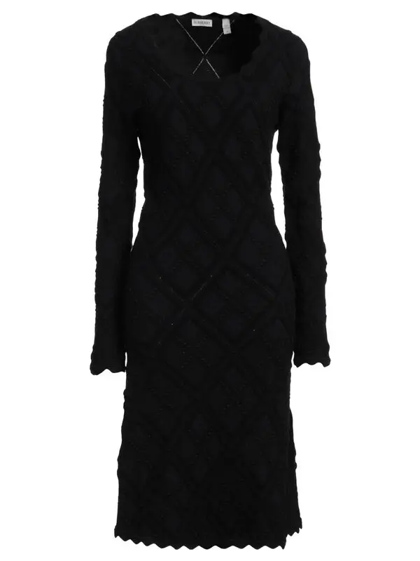 Burberry Knitted Midi Dress With Scoop Neckline - Black