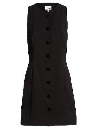 GANNI Sleeveless Crewneck Dress - Black