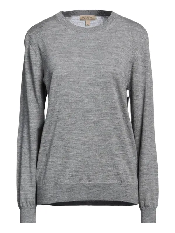 Burberry Long Sleeve Knitwear With Check Elbow Patches - Gray
