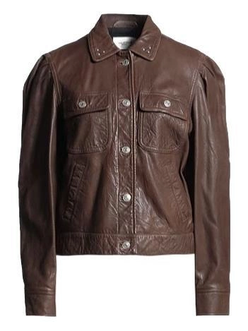 Isabel Marant Étoile Leather Casual Jacket With Stud Detail - Brown
