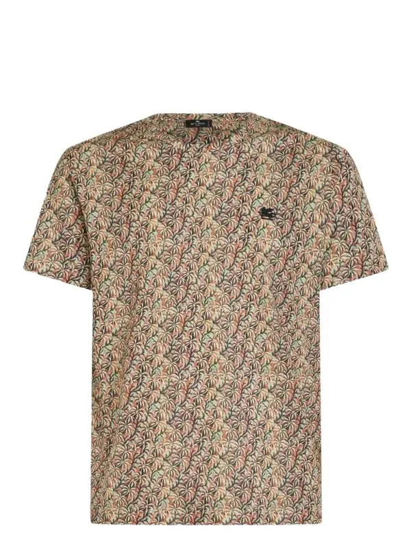 Etro Palm Tree Print Crewneck T-shirt - Nude