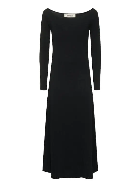 RÓHE Off-the-shoulder Ribbed Knit Dress - Black