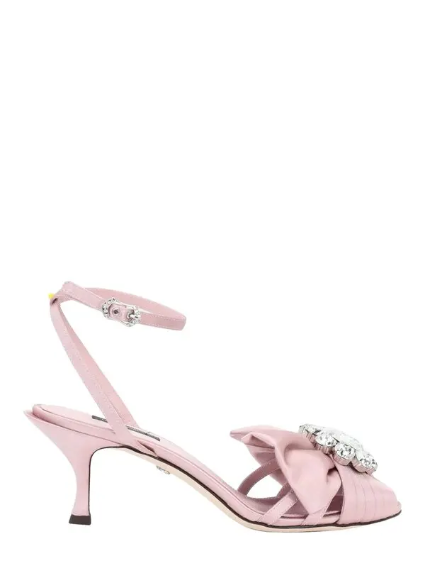 Dolce & Gabbana Embellished Satin Sandals With Ankle Strap - Pink
