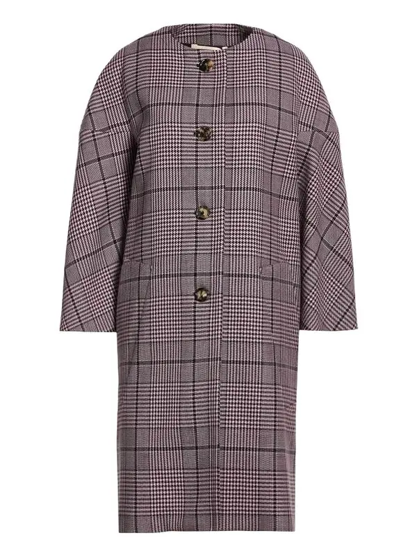 Marni Single-breasted Checked Coat - Gray