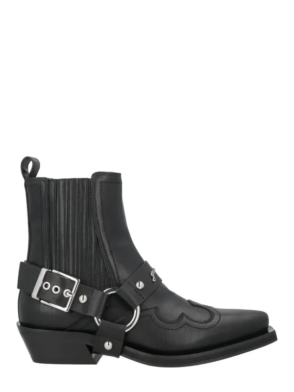 GANNI Cowboy Ankle Boots - Black