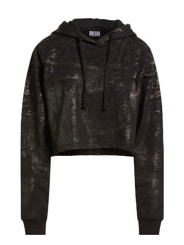 DIESEL® Cropped Metallic French Terry Hoodie - Black