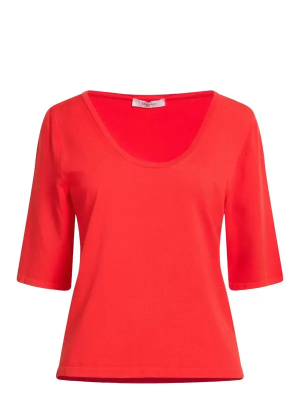 Max Mara Short-sleeved Crew Neck Sweater - Red