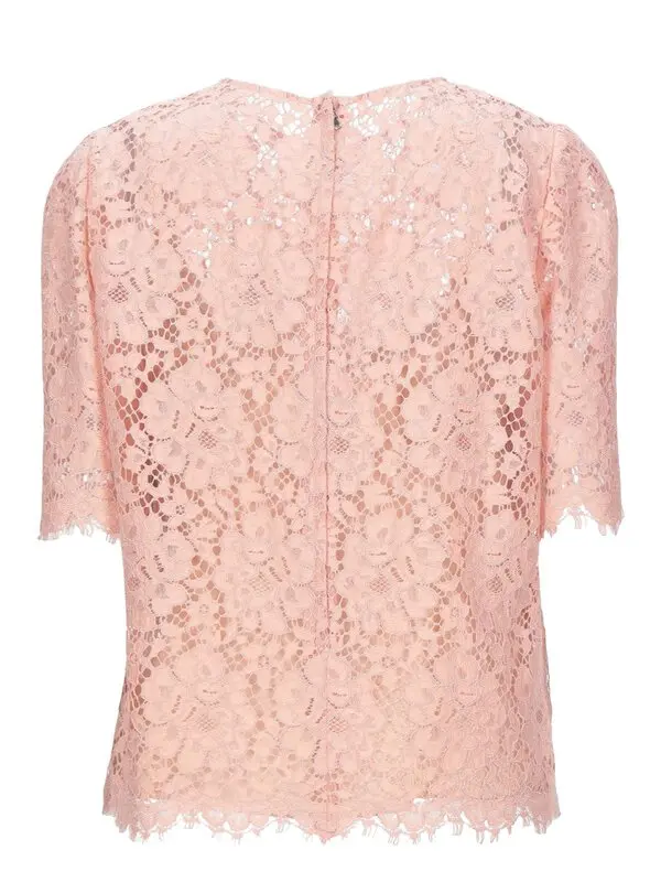 Dolce & Gabbana Lace Short Sleeve Top - Pink