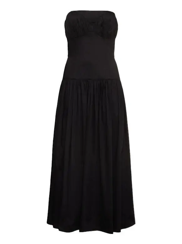 Tove Pleated Tube Top Dress - Black