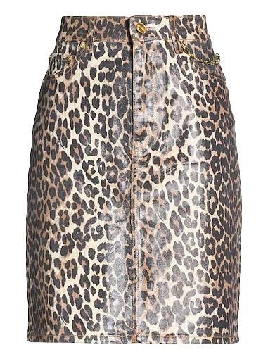 GANNI Leopard Print Coated Denim Pencil Skirt - Gray