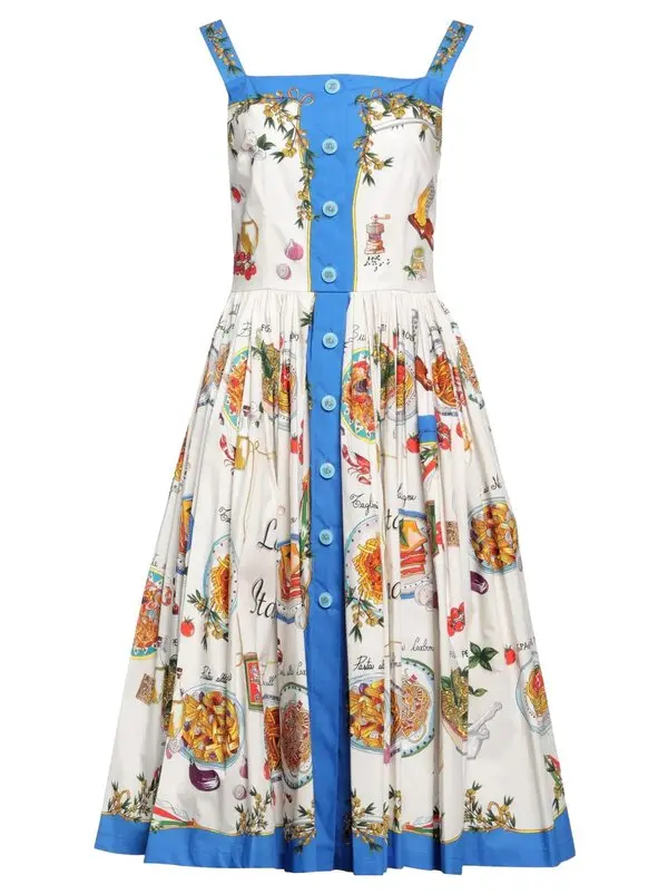 Dolce & Gabbana Sleeveless Printed Midi Dress - Multicolor